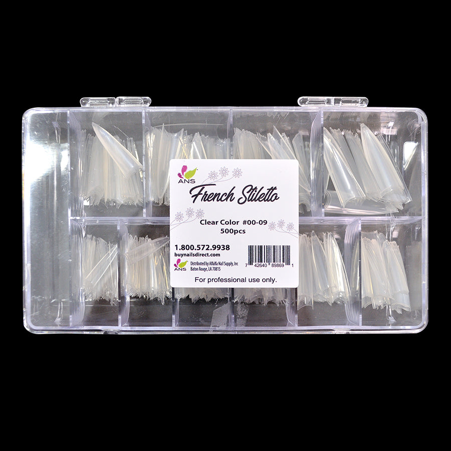 ANS French Stiletto - Clear - #00 - 09 - 500pcs – shopANS.com